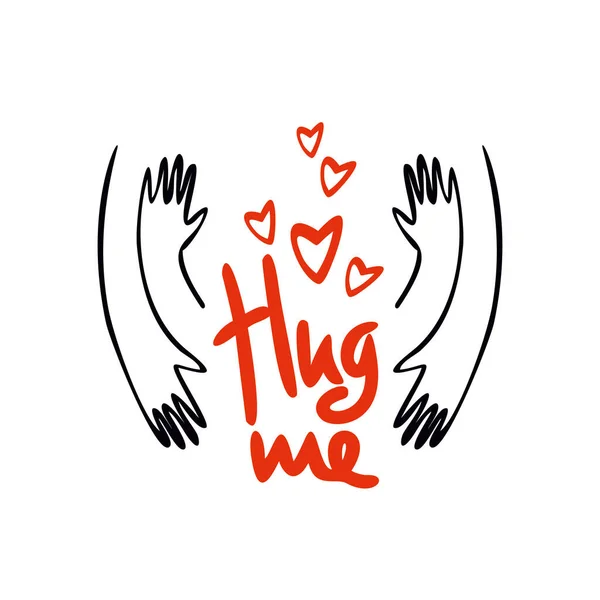 Hug yourself logo. Give me a hug. Love yourself logo. Brush calligraphy ...