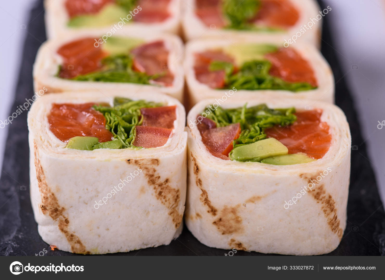 Pita Roll Cut Roll White Background — Stock Photo © mixa74 #333027872
