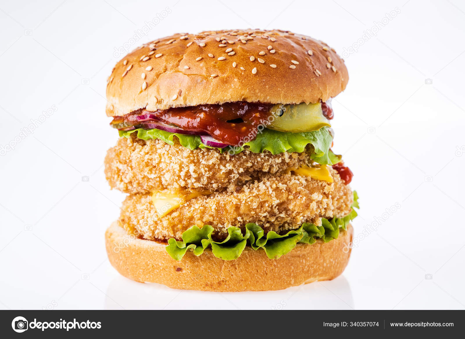 Hamburger Two Chicken Patties Restaurant Menu Light Background Stock ...