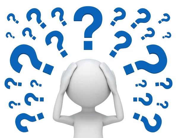 Worried man and question marks 3d illustration — Stock Photo © mstanley ...
