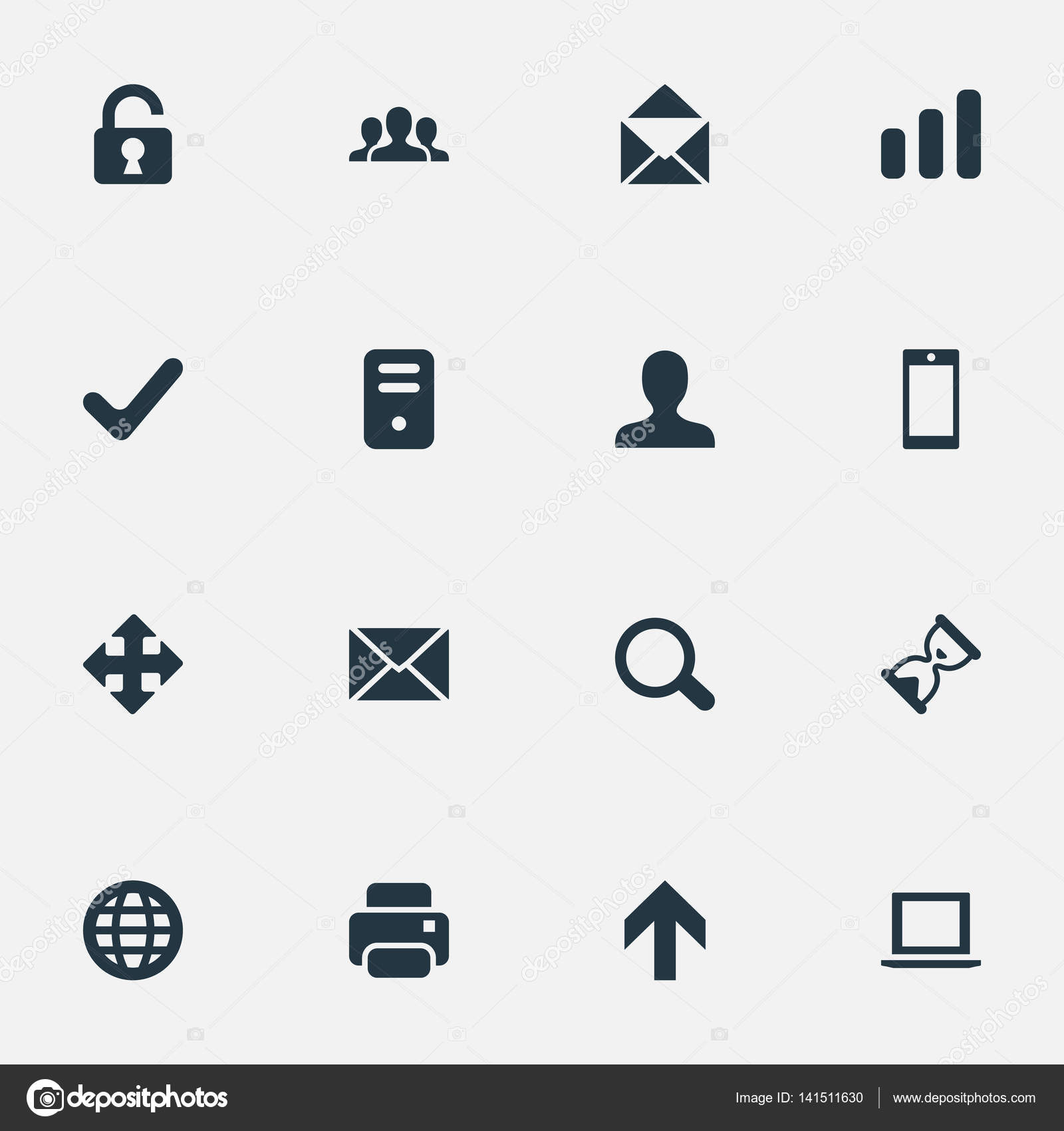 Set Of 16 Simple Practice Icons. Can Be Found Such Elements As Upward ...