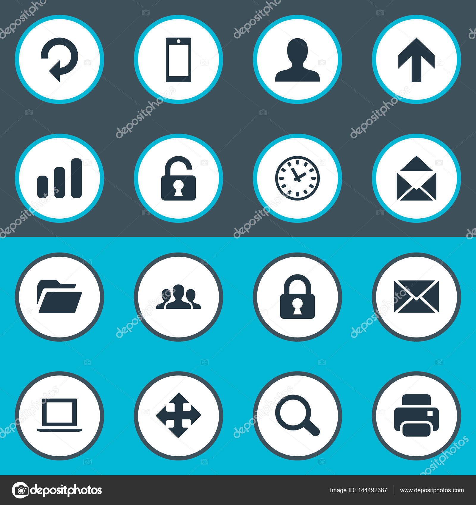 Set Of 16 Simple Practice Icons. Can Be Found Such Elements As Open ...