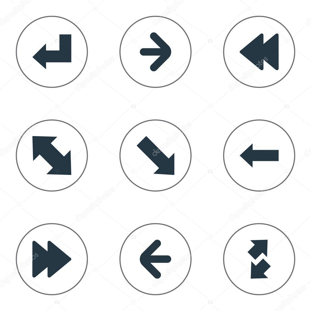 Ilustración vectorial Conjunto de Iconos de Flechas Simples. Elementos ...