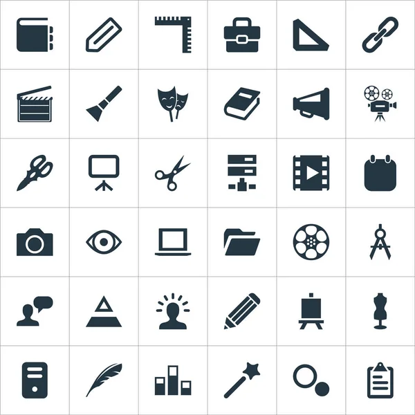 Vector Illustration Set Of Simple Design Icons. Elements Notebook, Pen ...