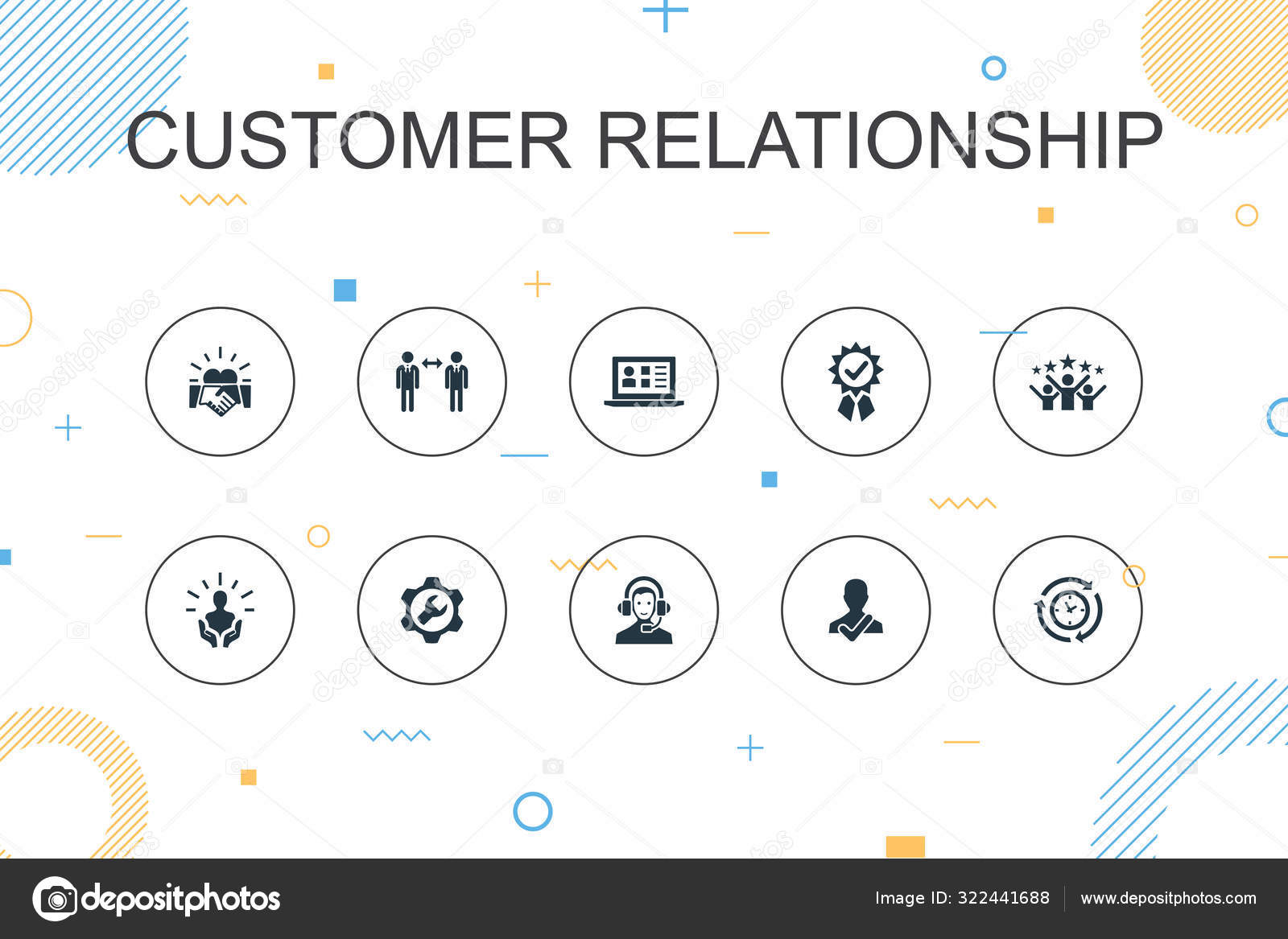 Customer relationship trendy Infographic template. Thin line design ...