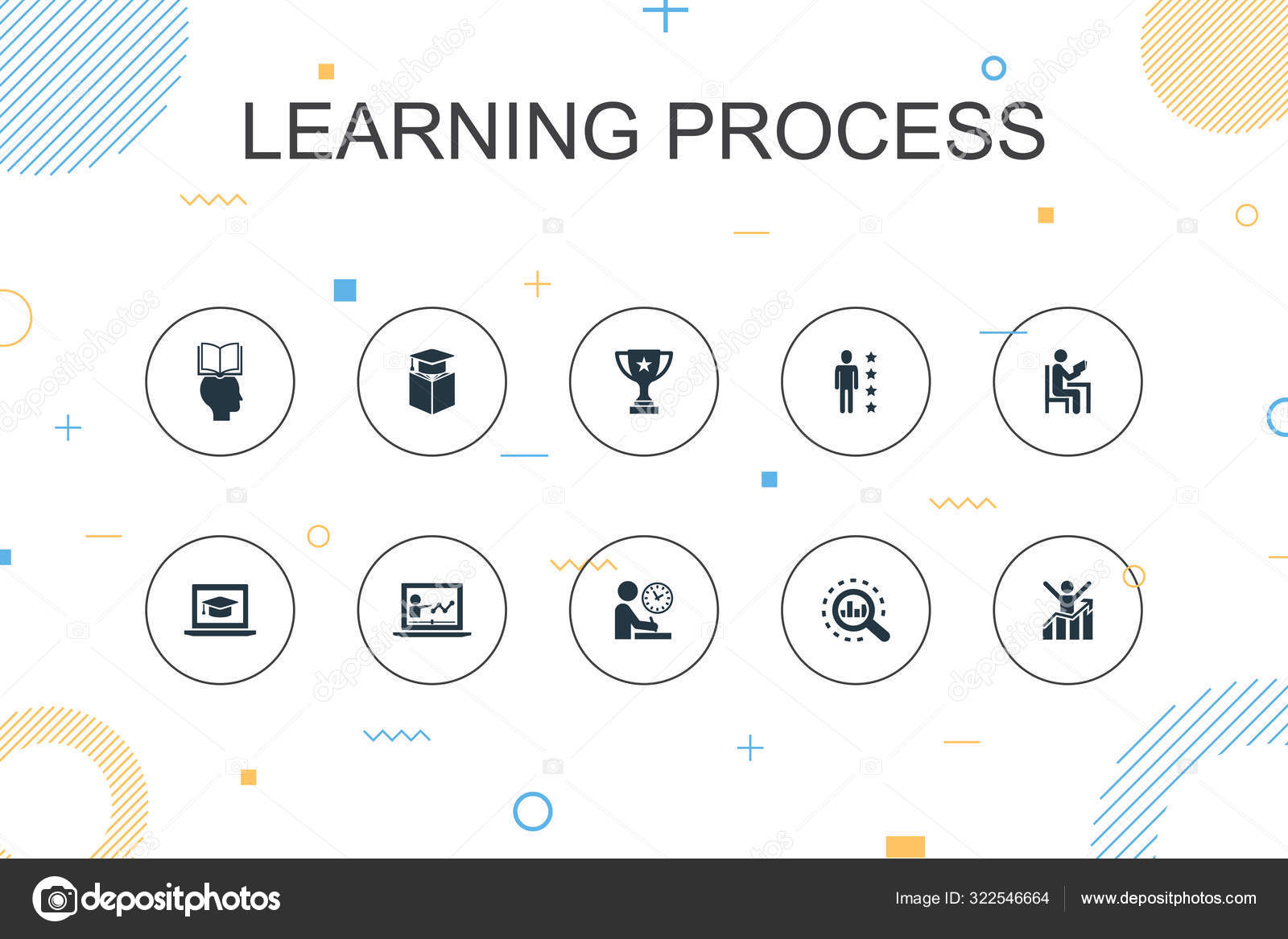 Learning process trendy Infographic template. Thin line design with ...