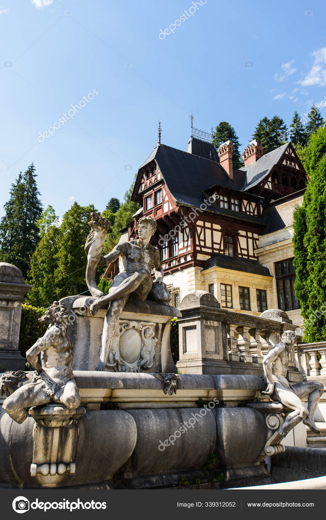 Exterior of Neo-Renaissance Peles palace castle, Sinaia, Romania ...