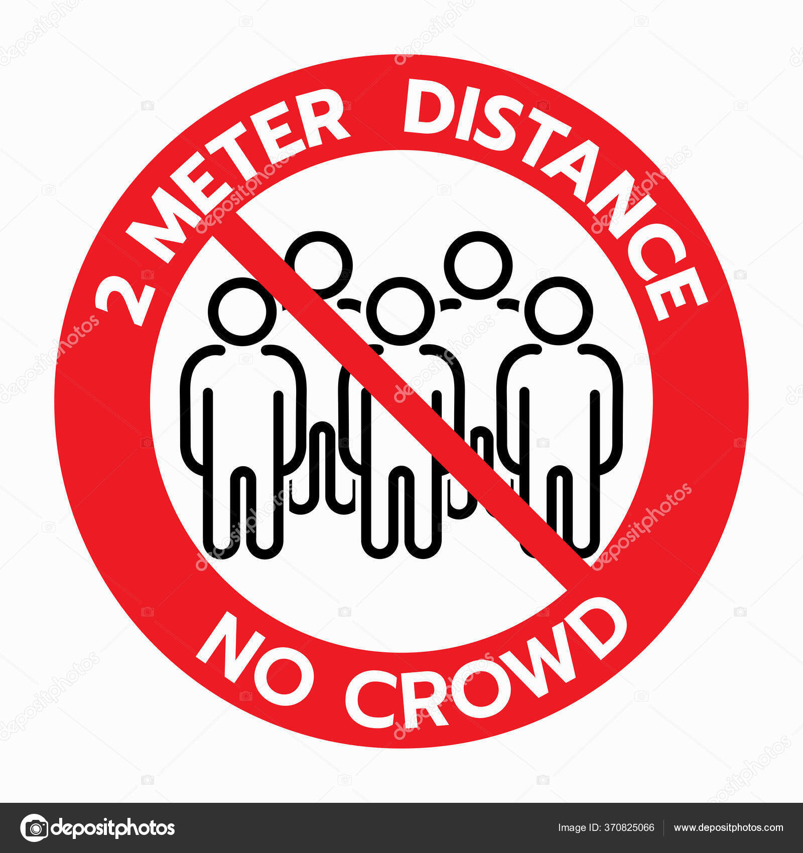 Vector Crowd Sign Keep Meters Distance Social Distancing Concept ...