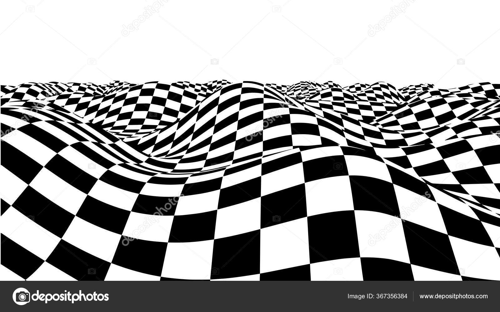 Chess Waves Board Abstract Black White Illusions Horizontal Lines ...
