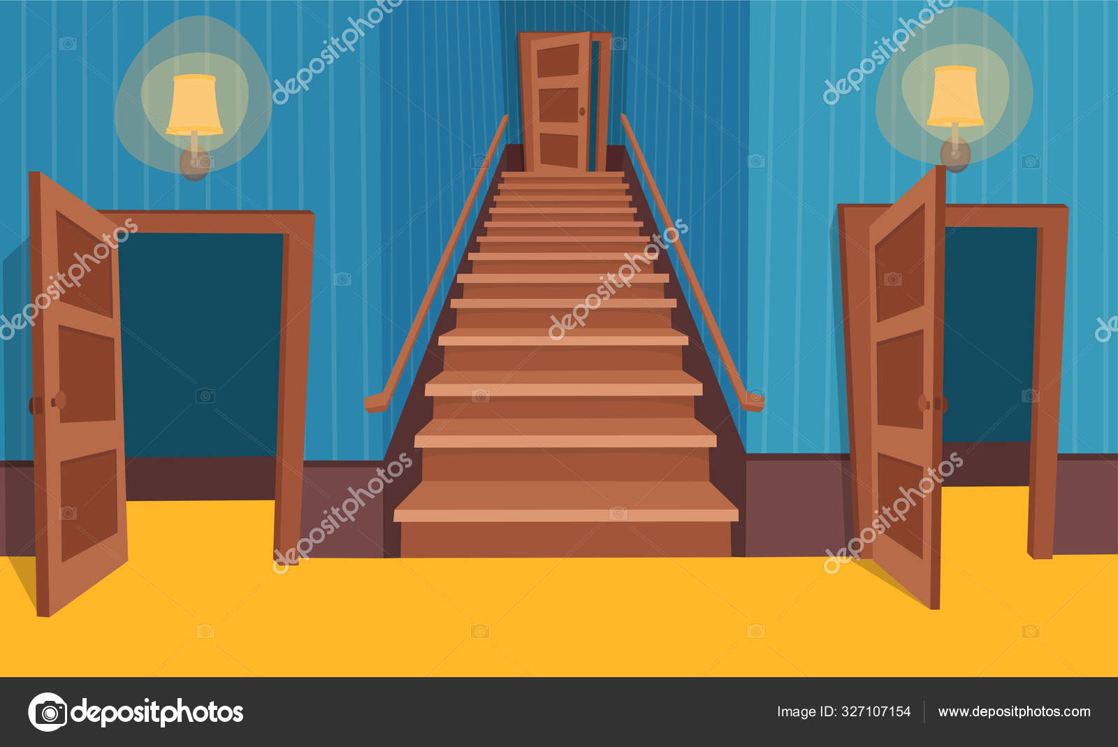 Cartoon Stairs In A House