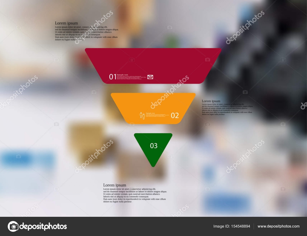 Illustration infographic template with triangle horizontally divided to ...