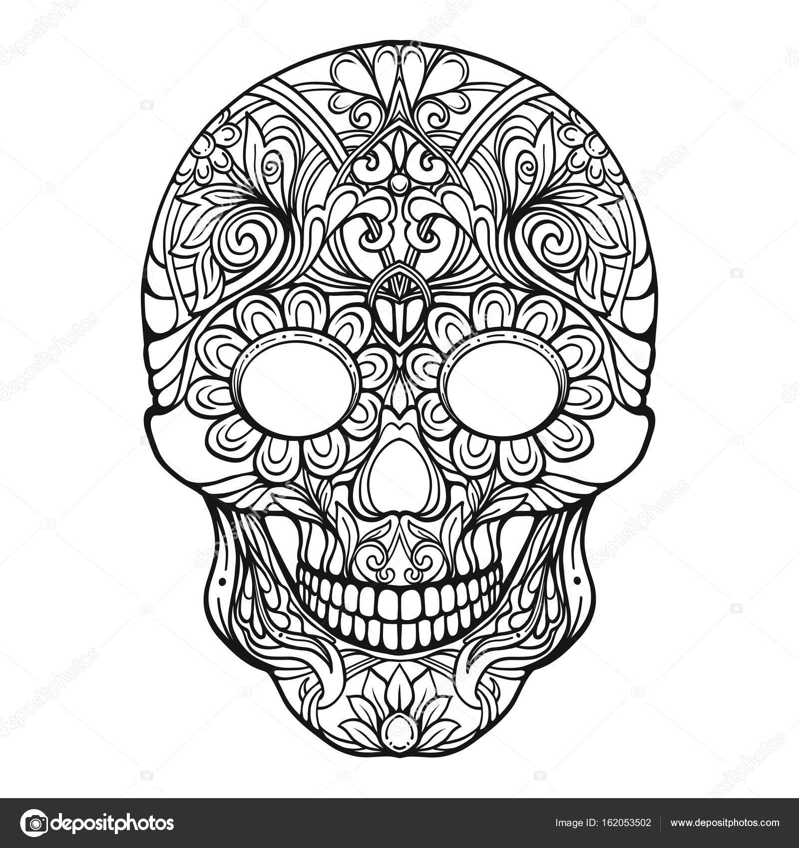 Sugar Skulls Outline