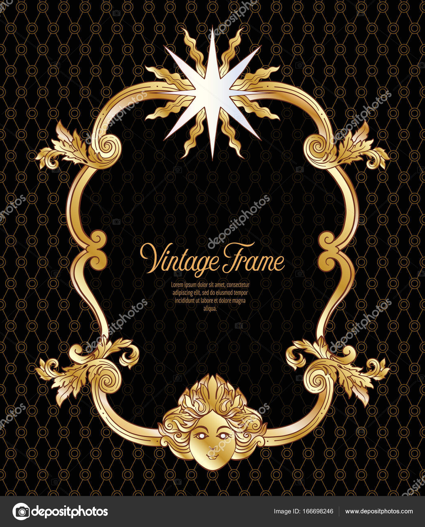 Vintage richly decorated frame in rococo style for menus, ads, a Stock ...