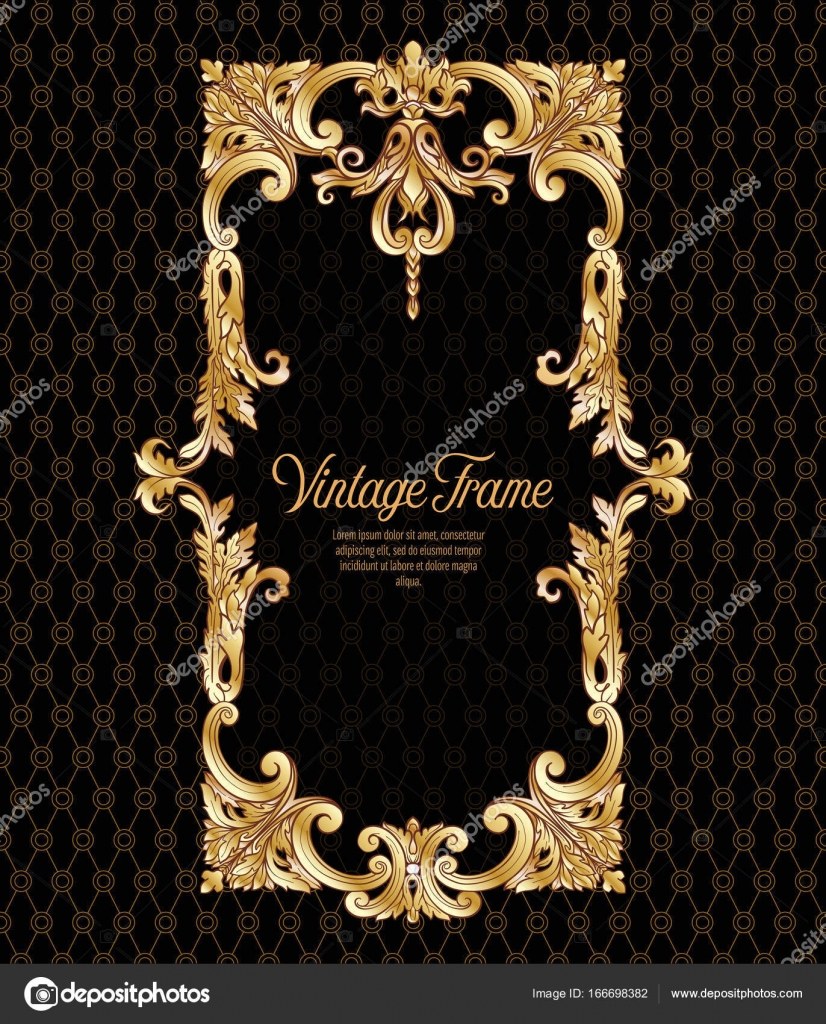 Vintage richly decorated frame in rococo style for menus, ads, a Stock ...