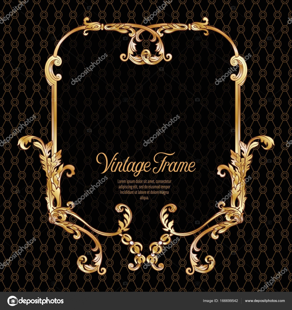 Vintage richly decorated frame in rococo style for menus, ads, a Stock ...