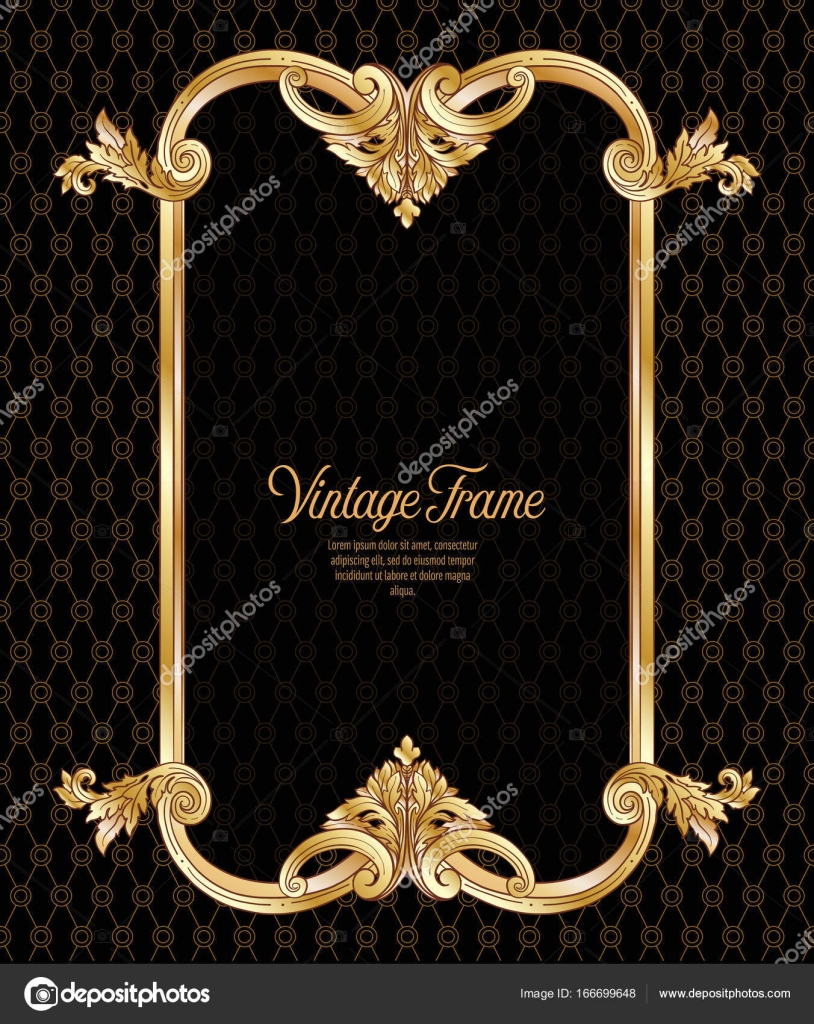 Vintage richly decorated frame in rococo style for menus, ads, a Stock ...