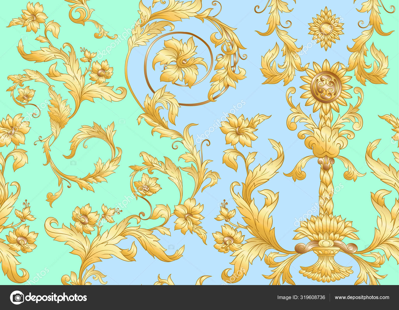 Seamless pattern in baroque, rococo, victorian, — Stock Vector ...
