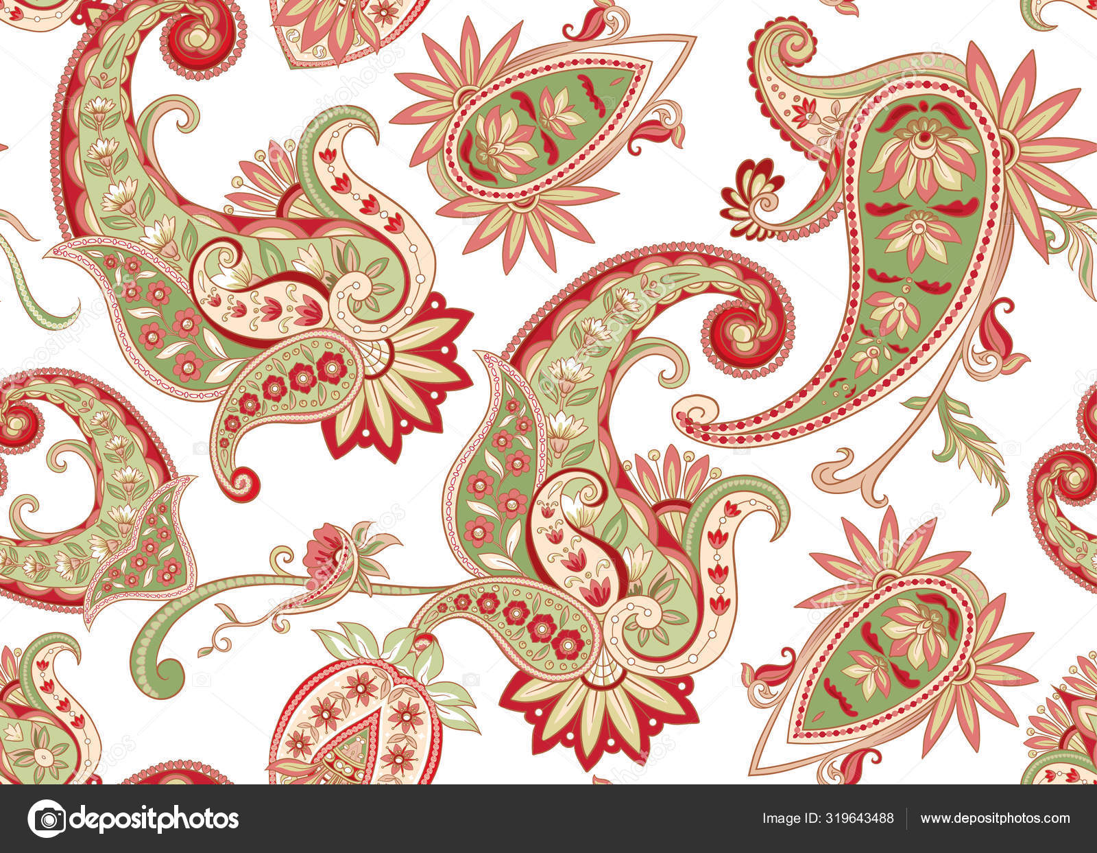 Pattern with traditional paisley. Floral vector — Stock Vector ...