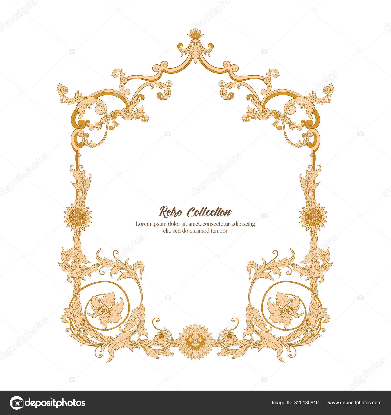 Frontera, marco, etiqueta En barroco, rococó , Vector de stock ...