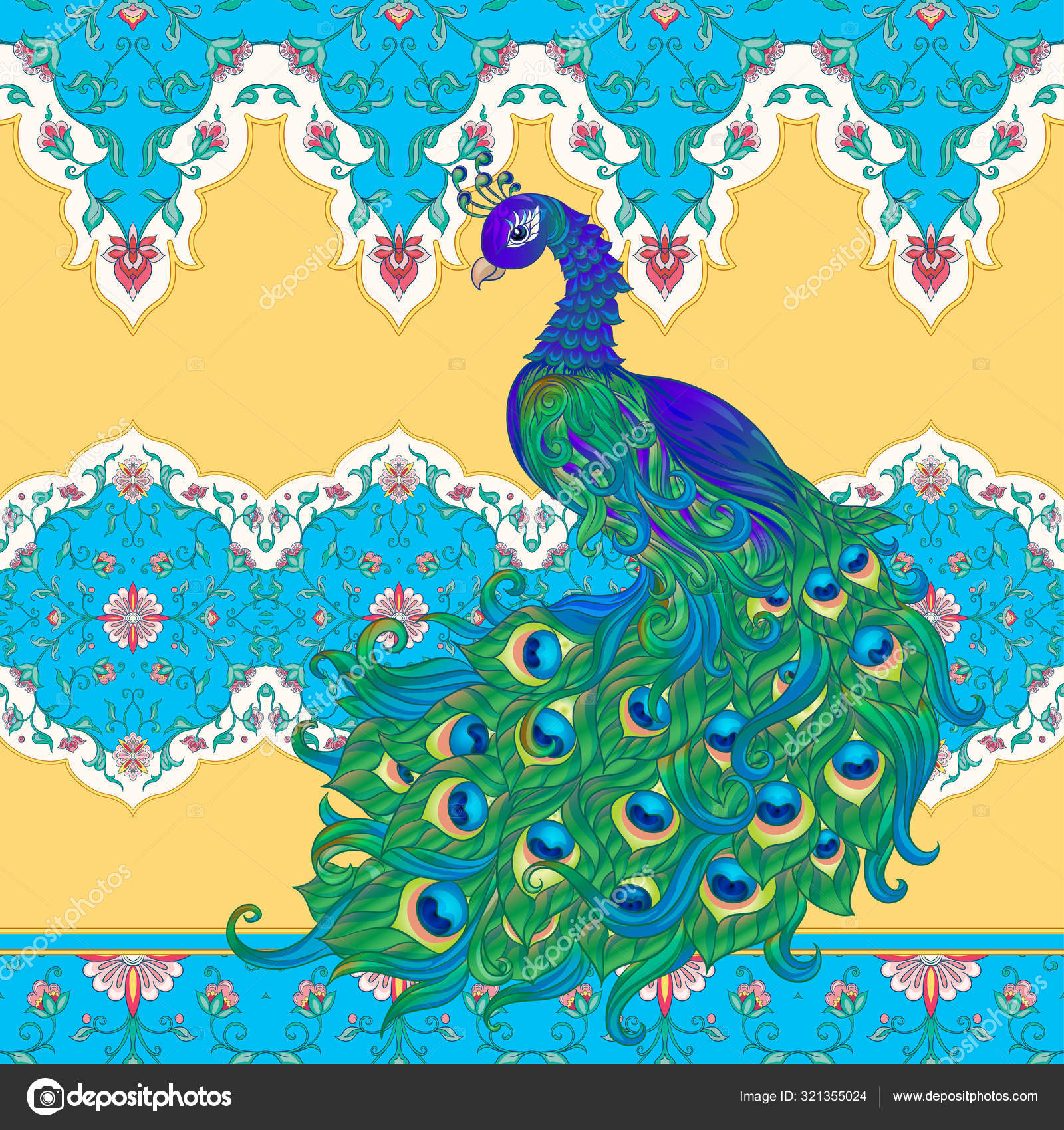 Peacock bird seamless pattern, background. — Stock Vector ...