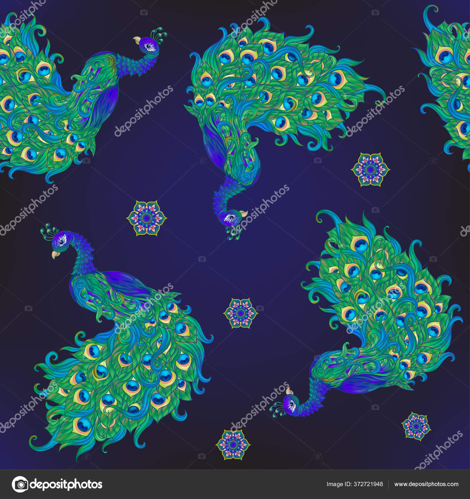 Peacock bird seamless pattern, background. Stock Vector Image by ...