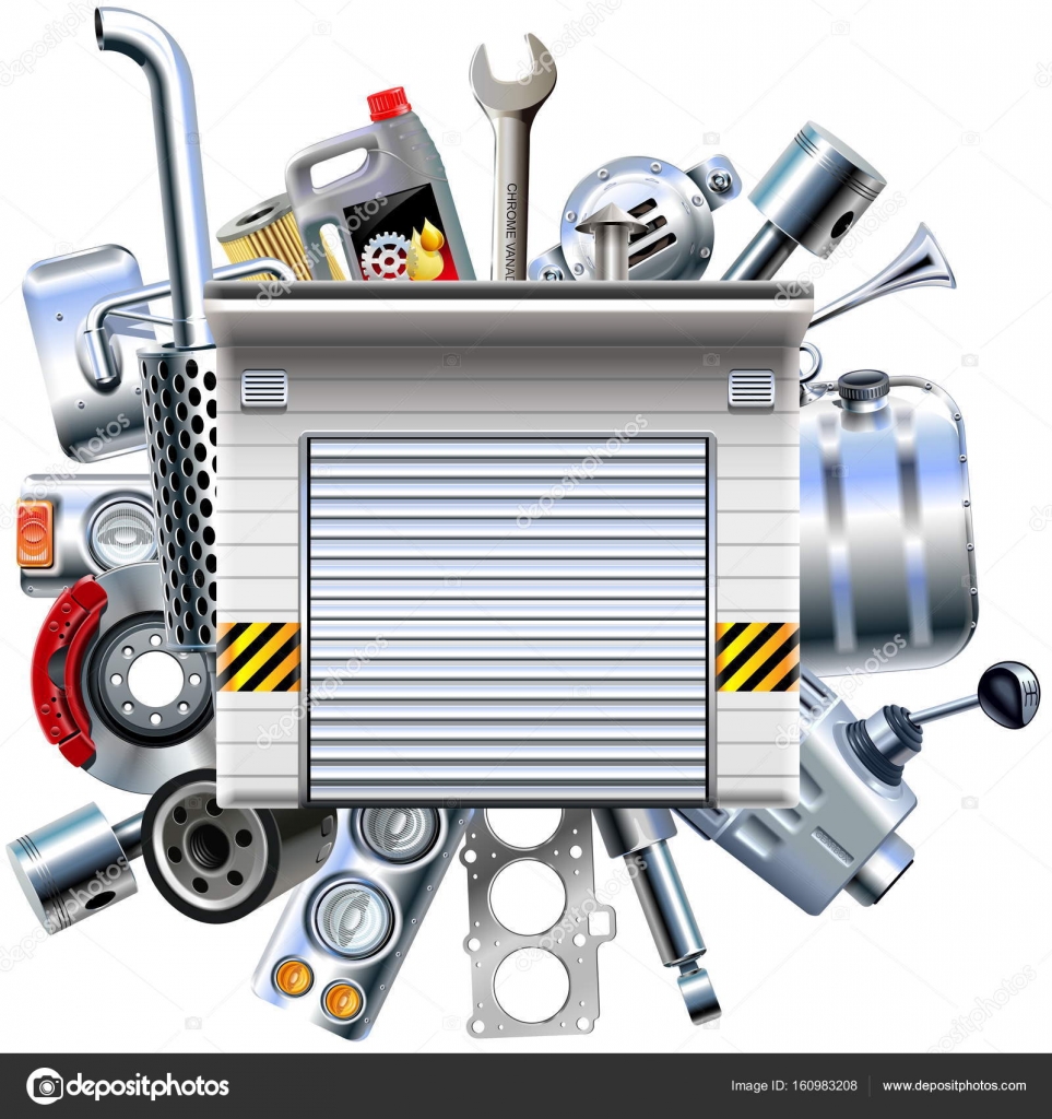 Vector Car Parts with Garage Stock Vector Image by ©dashadima #160983208