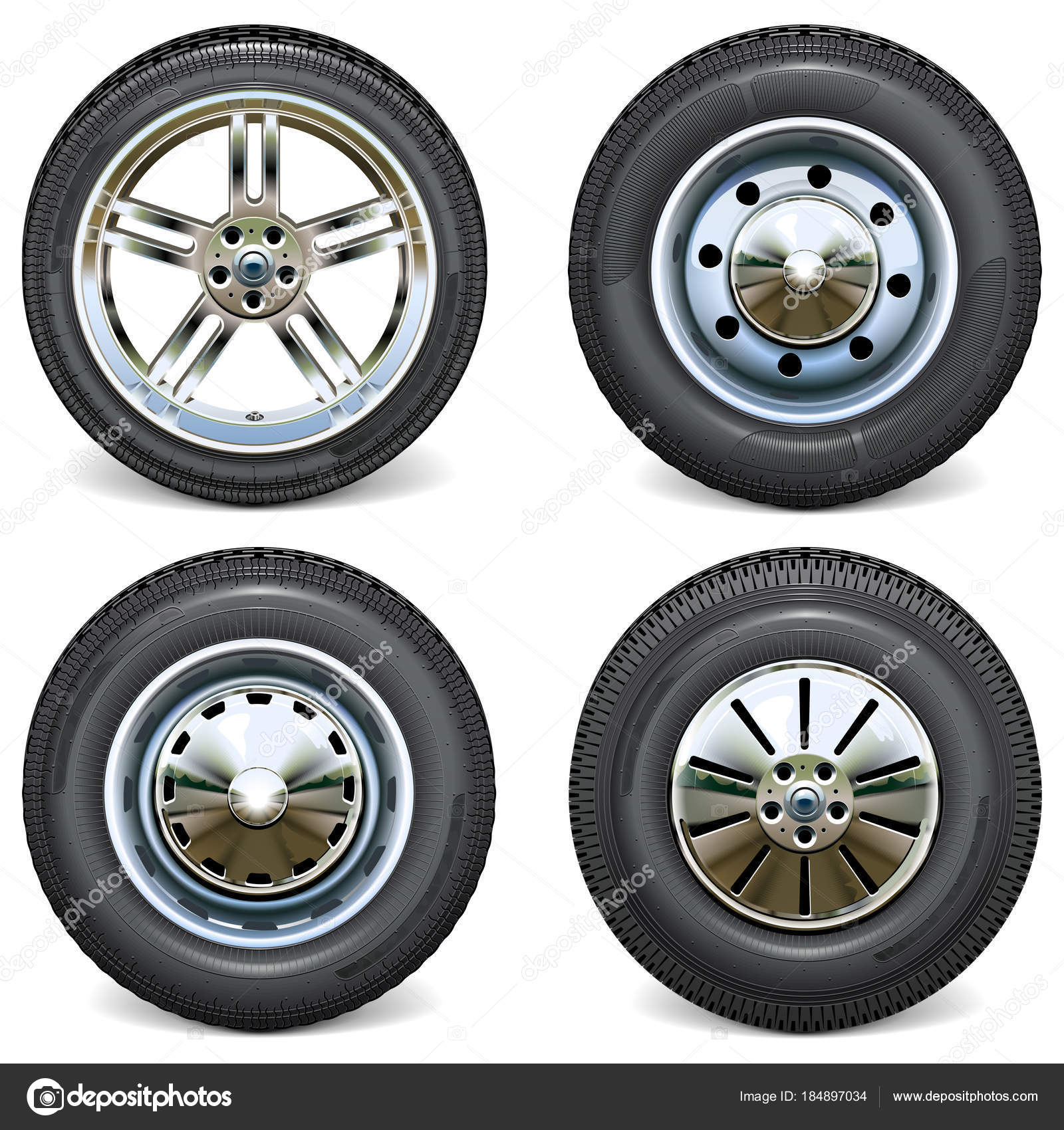 Vector Retro and Modern Car Wheels Side View Stock Vector Image by ...