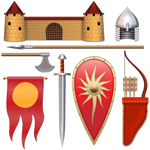 Vector Knight Armor Icons Set Isolated White Background Stock Vector ...