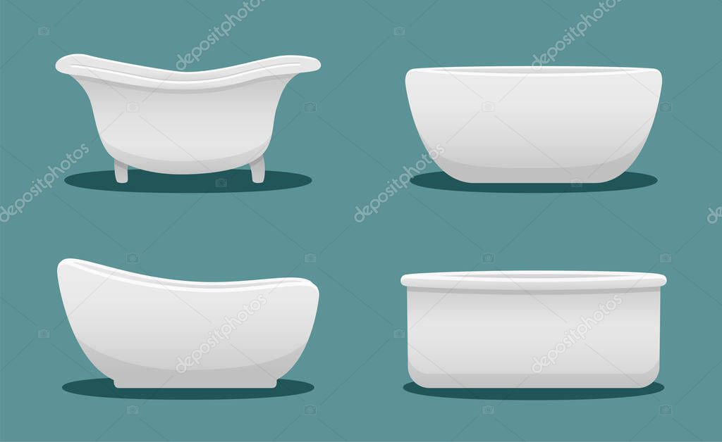 Bañeras Vista Lateral Diferente Forma Conjunto Ilustración Aislada ...