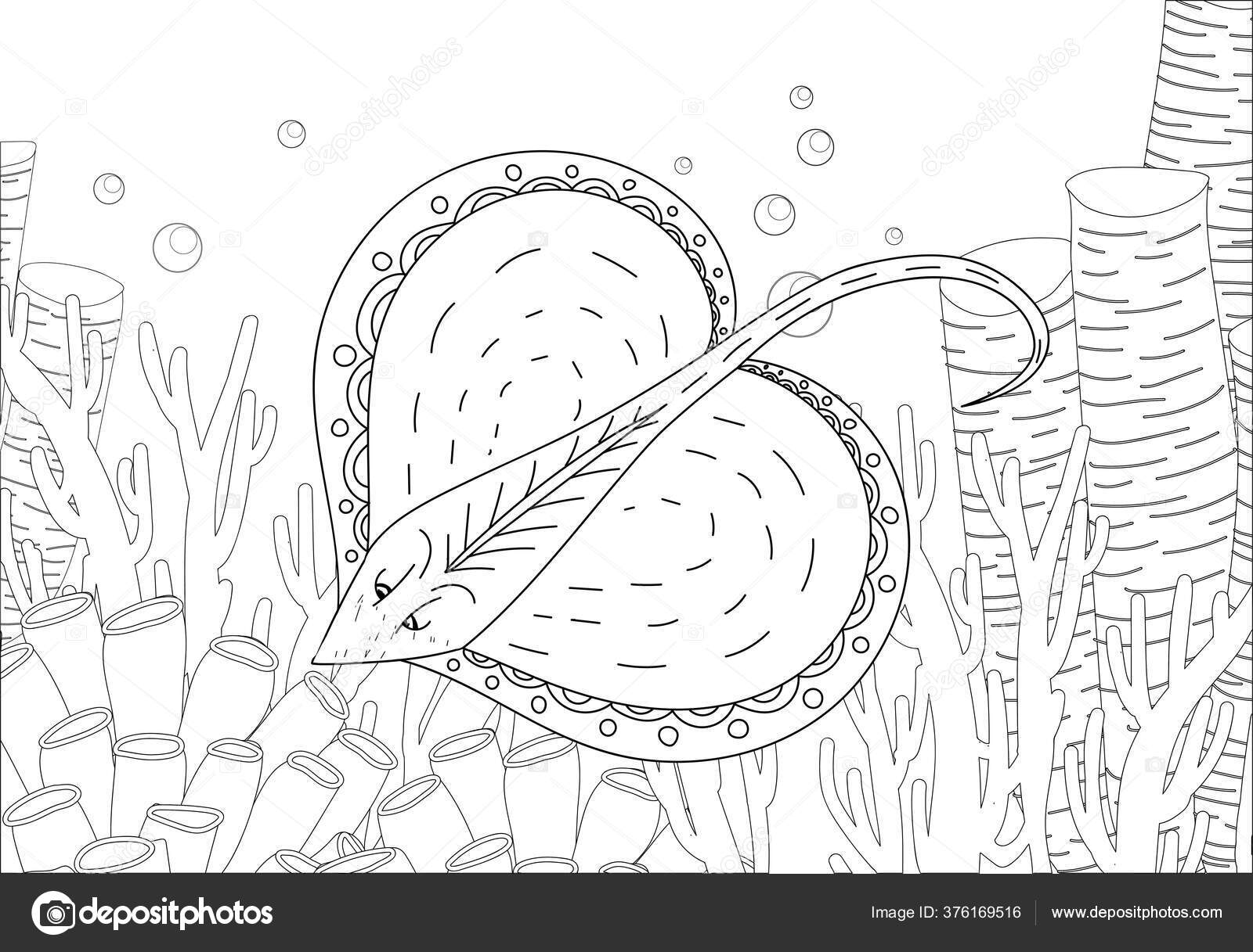 Staining Coloring Book Coloring Book Picture Mantle Stingray Zentangle ...