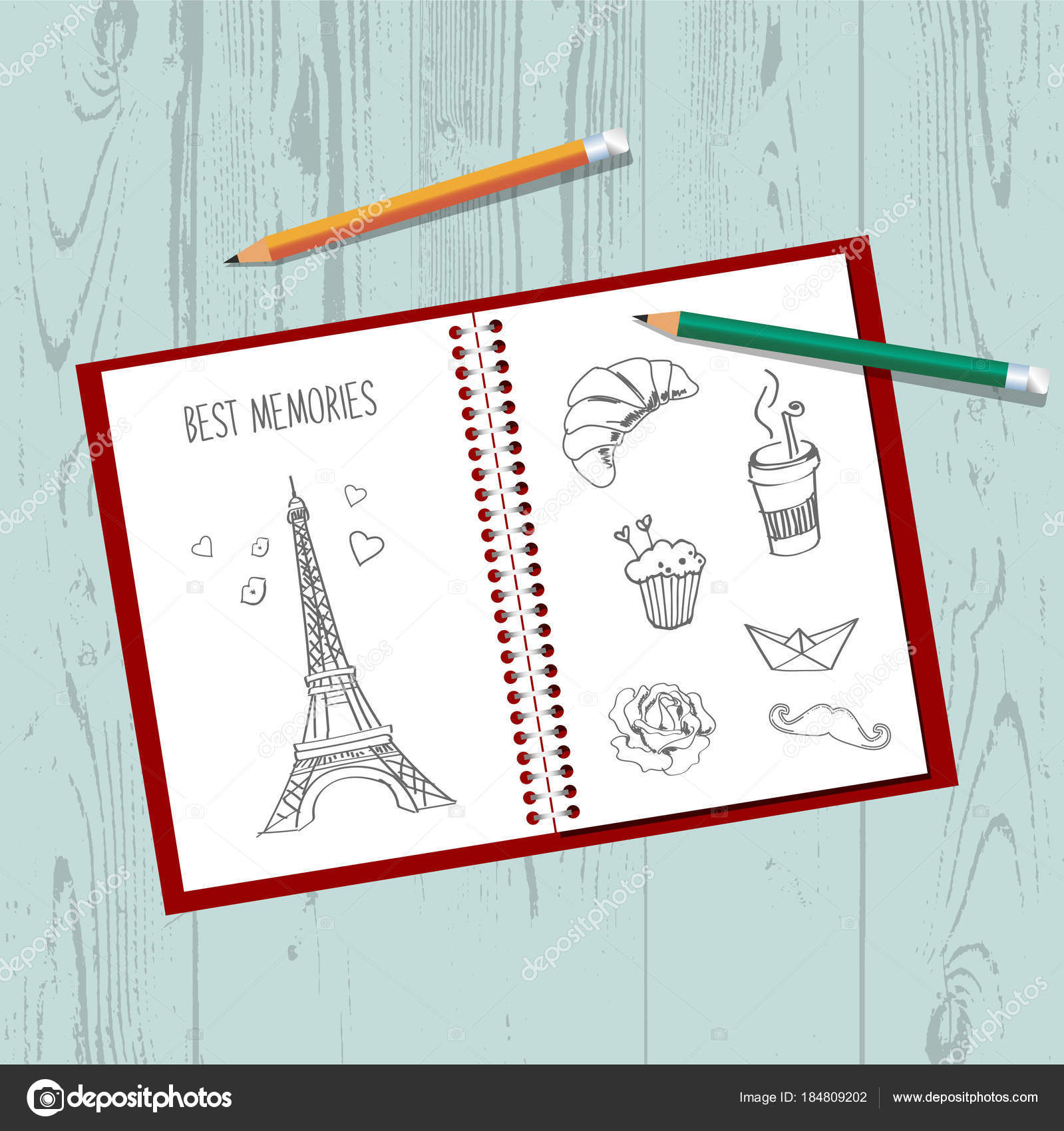 Sketchbook Best Memories Illustrations Stock Vector Image by ©Elentina ...