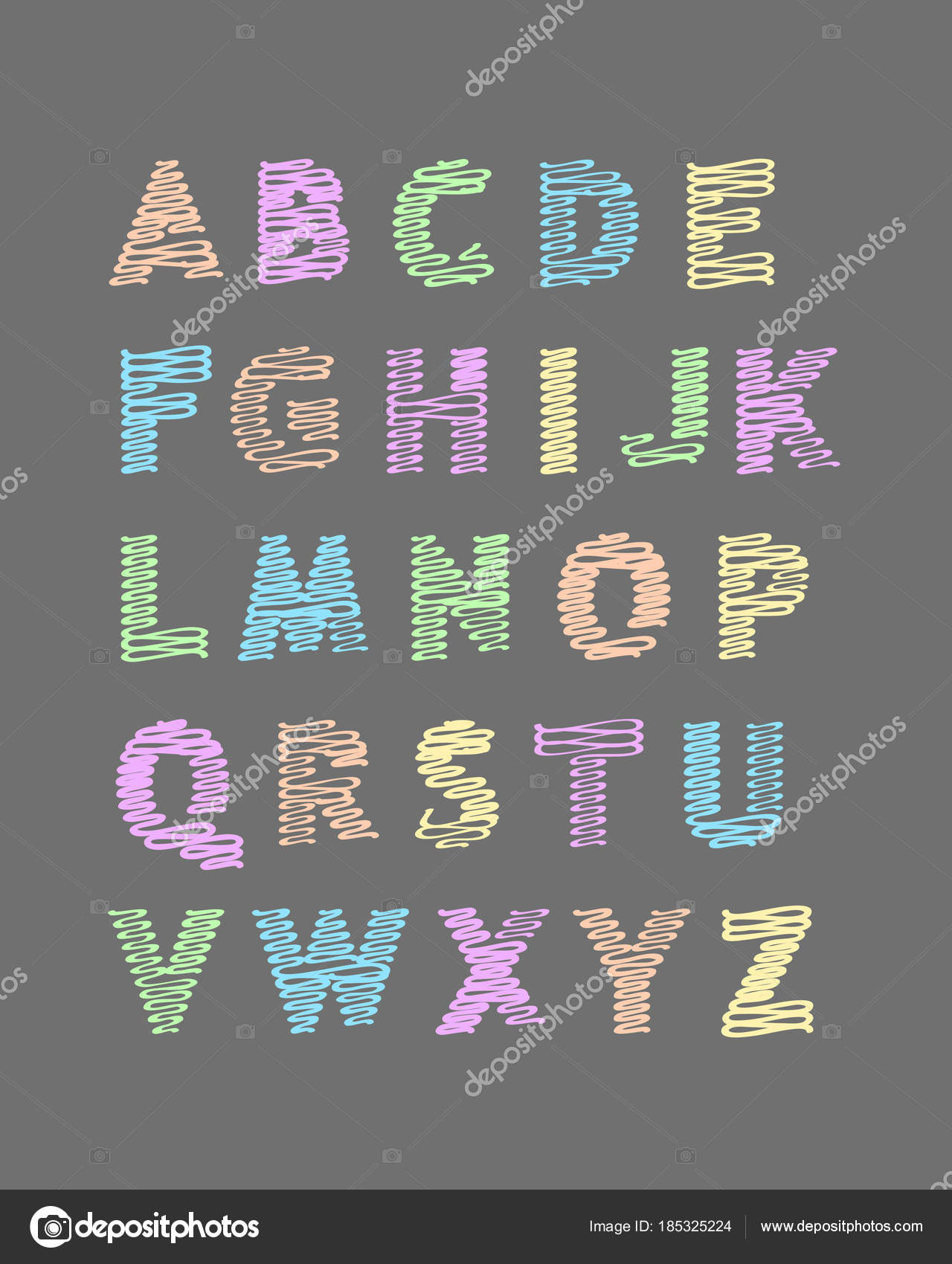 Hand Drawn Curves Lines Alphabet Stock Vector Image by ©Elentina #185325224
