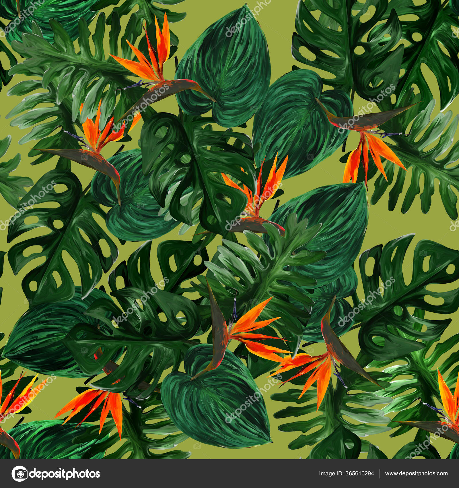 Hawaiian Print Background Green