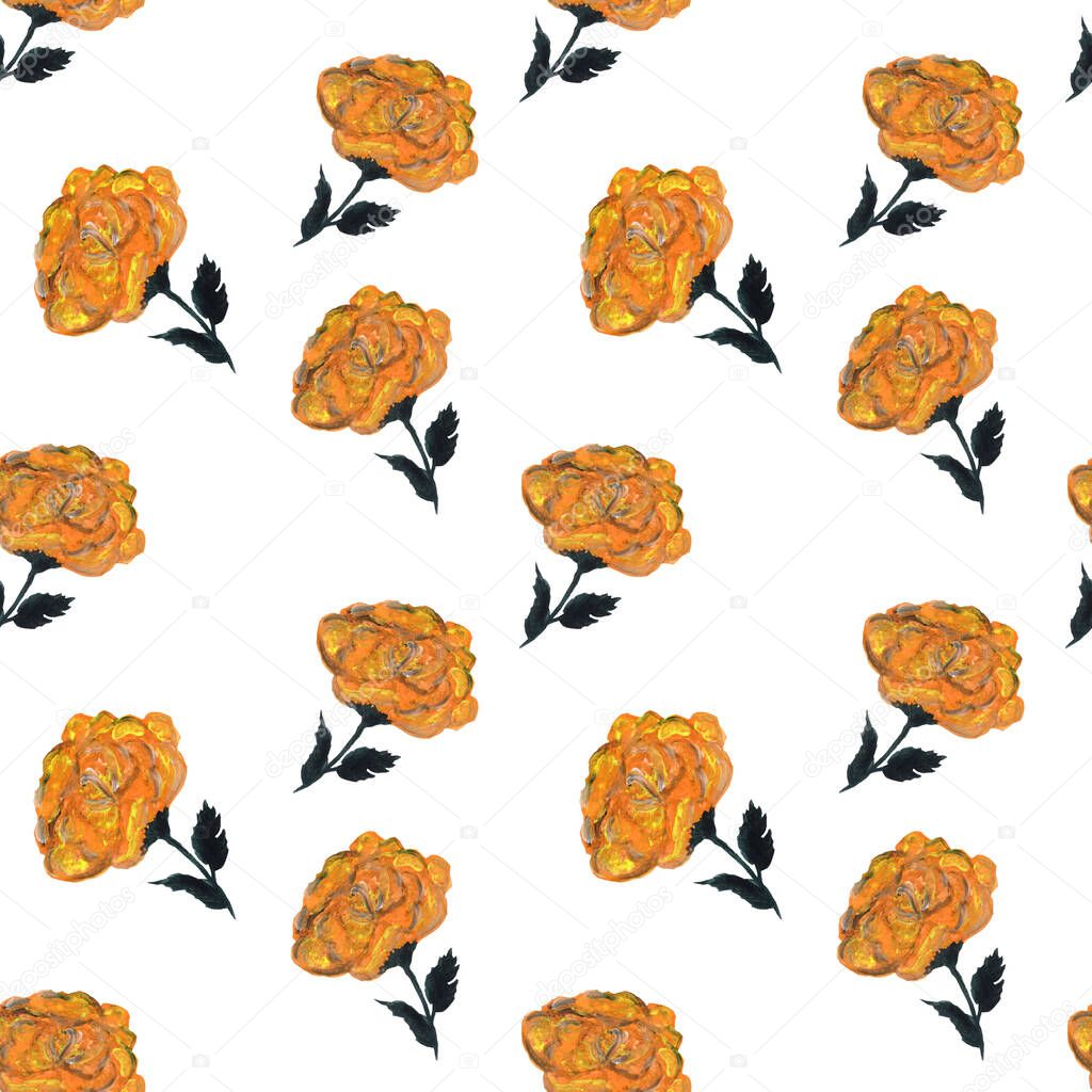 Rosa flores sobre fondo blanco gouache hecho a mano, pintura al leo patr n sin costuras suave ...