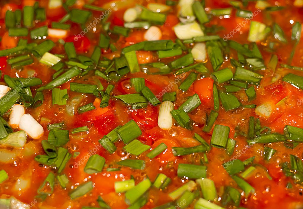 Salsa mexicana ranchera, hecha con cebolla, ajo, chile, semillas de ...