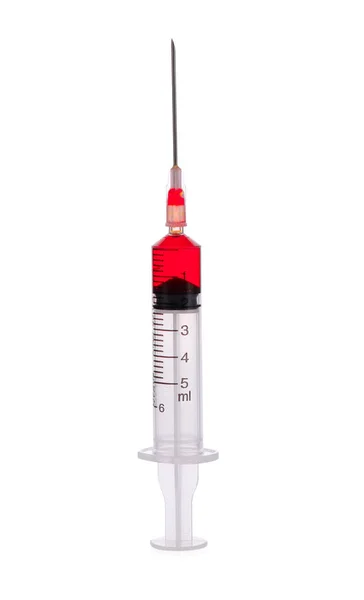 Syringe with red injection Stock Photos, Royalty Free Syringe with red ...