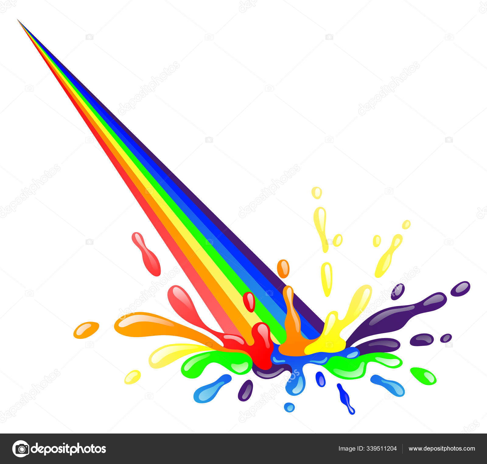 Bright Rainbow Colorful Splash Drops White Background Stock Vector ...