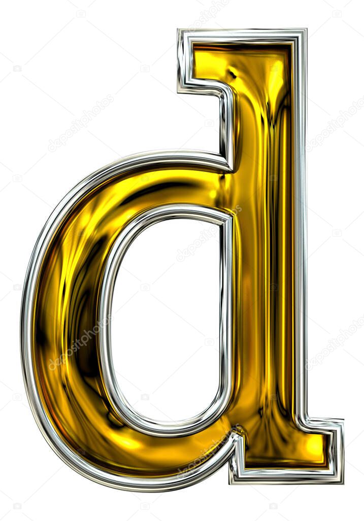 Representación 3D. Letra en minúscula d. Breezy Door number style font ...