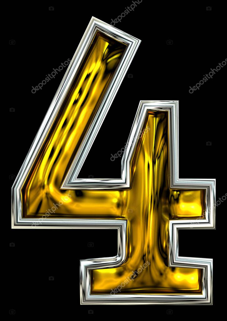 Representación 3D, número cuatro 4. Renderizado ABC de alta resolución ...