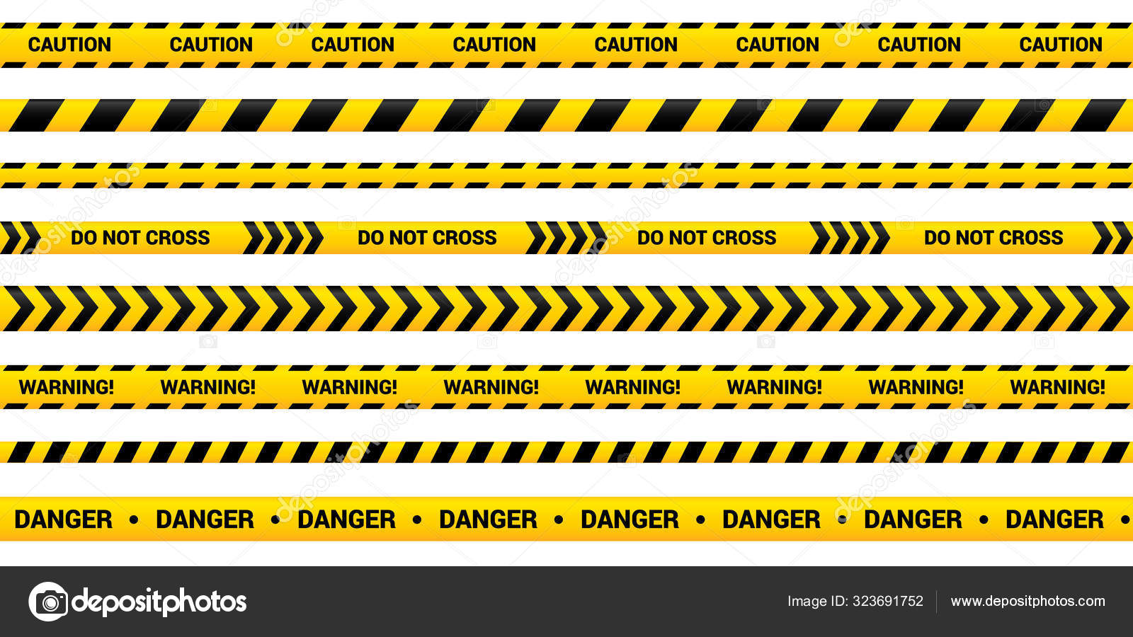 Caution tape set of yellow warning ribbons. Stock Vector Image by ...
