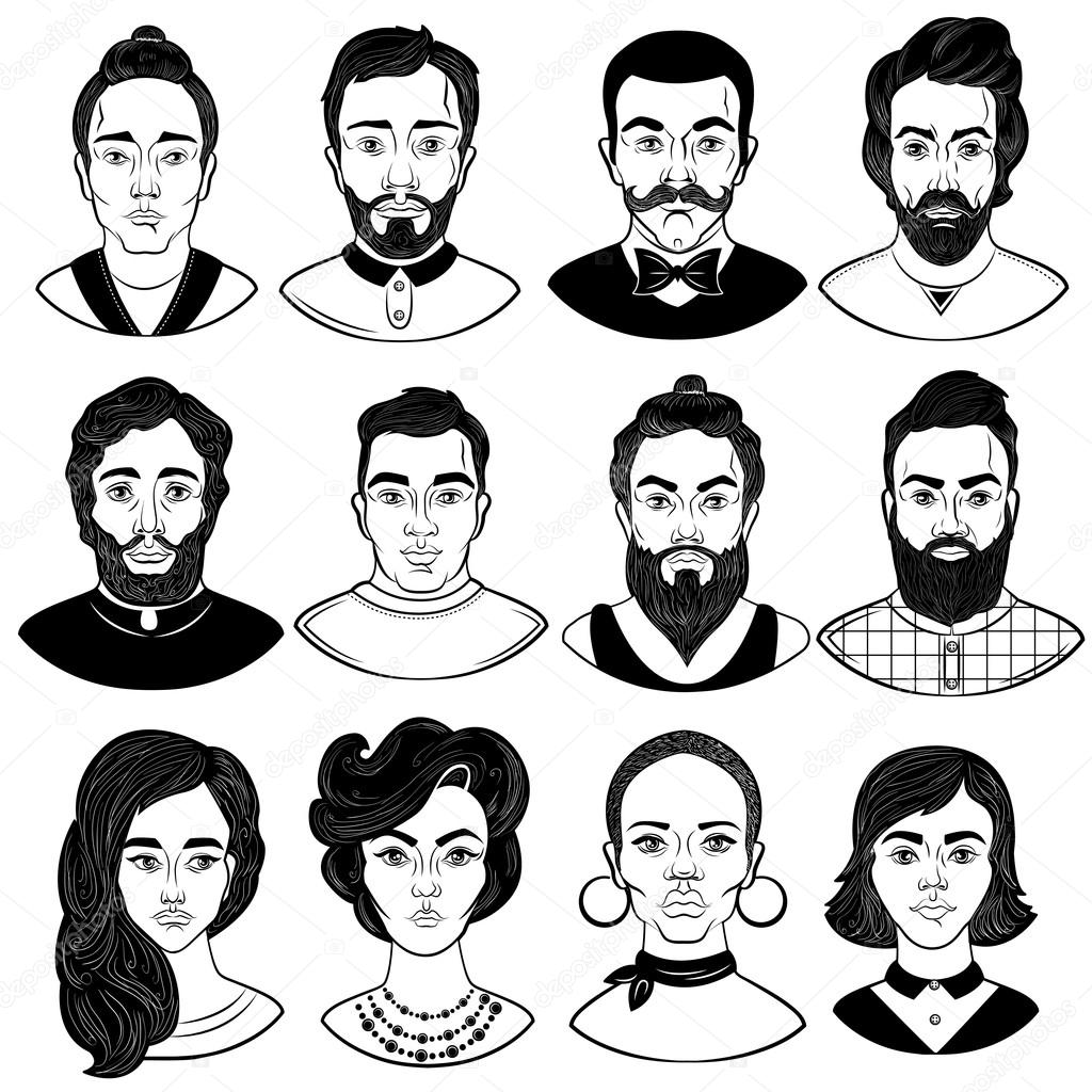 Faces Monochrome Set Stock Vector Image by ©Mogil #127102226