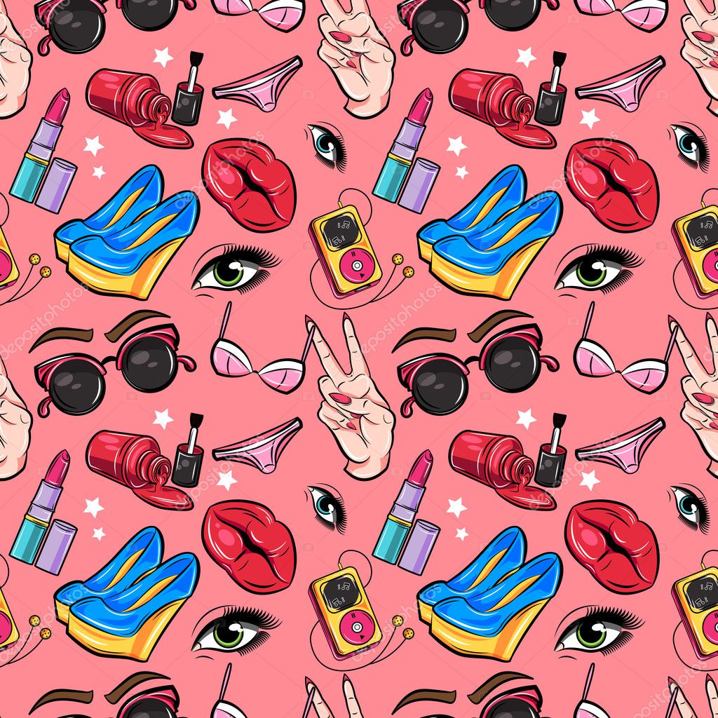 Fashion 80s Comic Style Pattern Stock Vector Image by ©Mogil #127102268