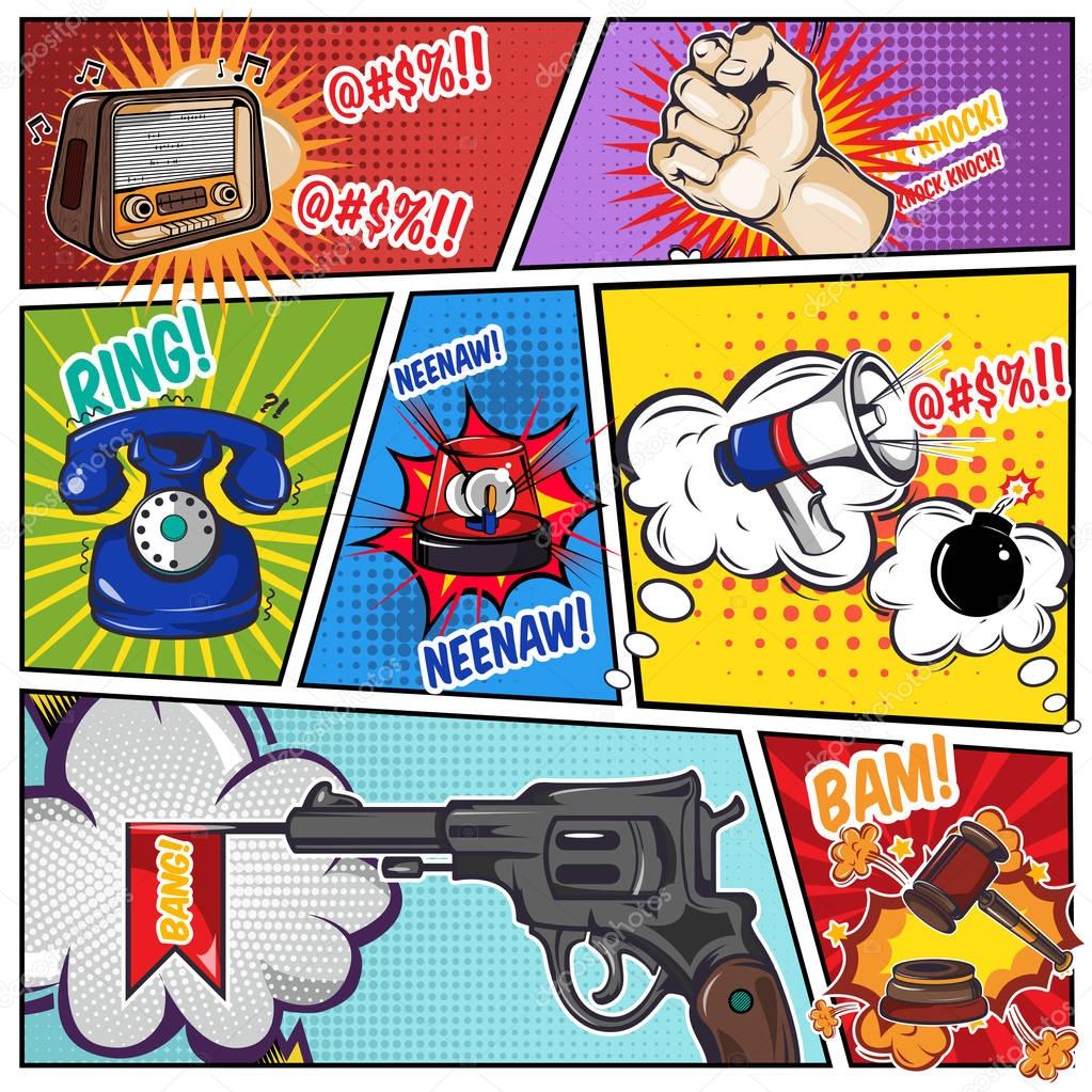 Comics Book Page With Sound Effects Stock Vector Image by ©Mogil #129024452
