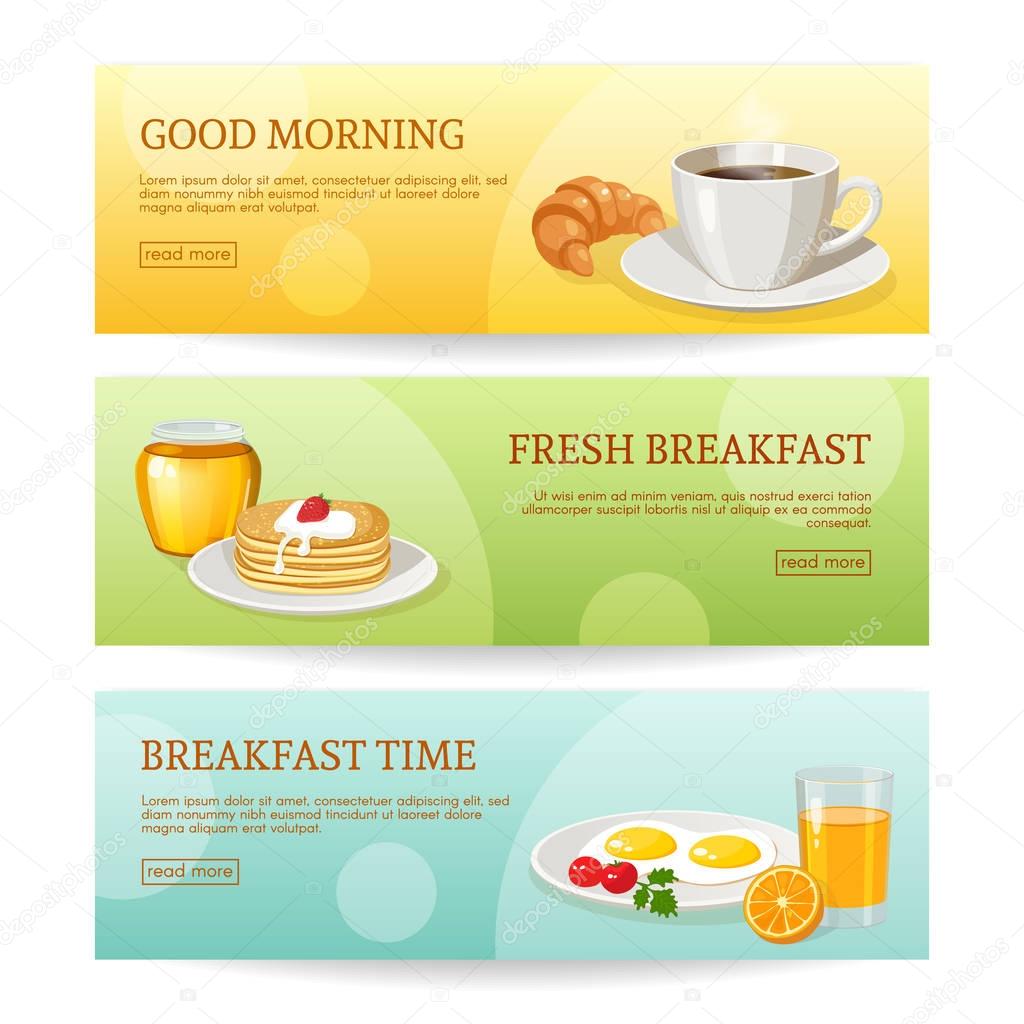 Breakfast Time Banners Set Stock Vector Image by ©Mogil #129024528