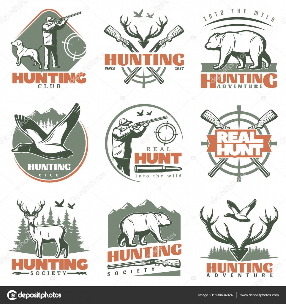 Real Hunt Emblem Set Stock Vector Image by ©Mogil #130634924