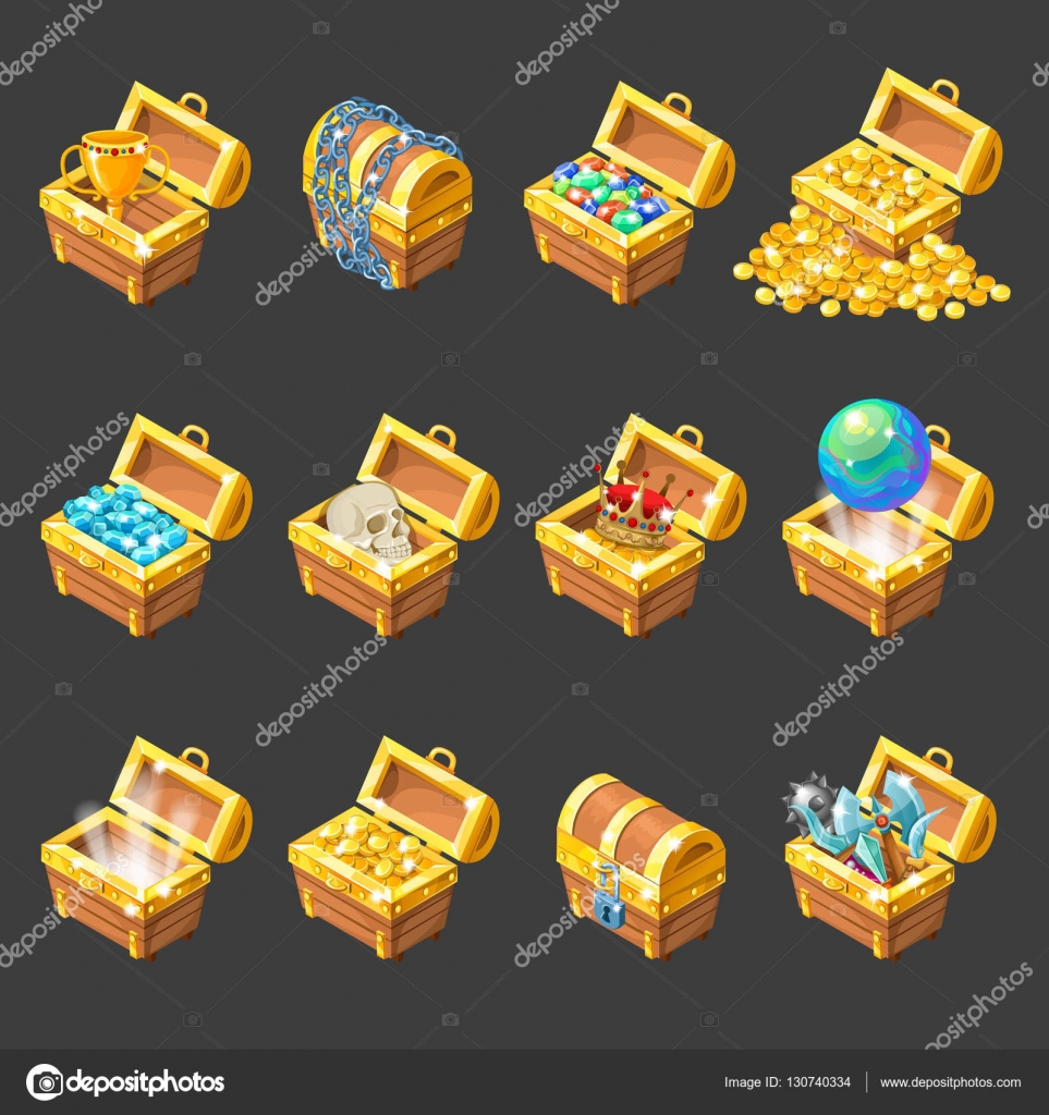 Treasure Chests Isometric Cartoon Set Stock Vector Image by ©Mogil ...
