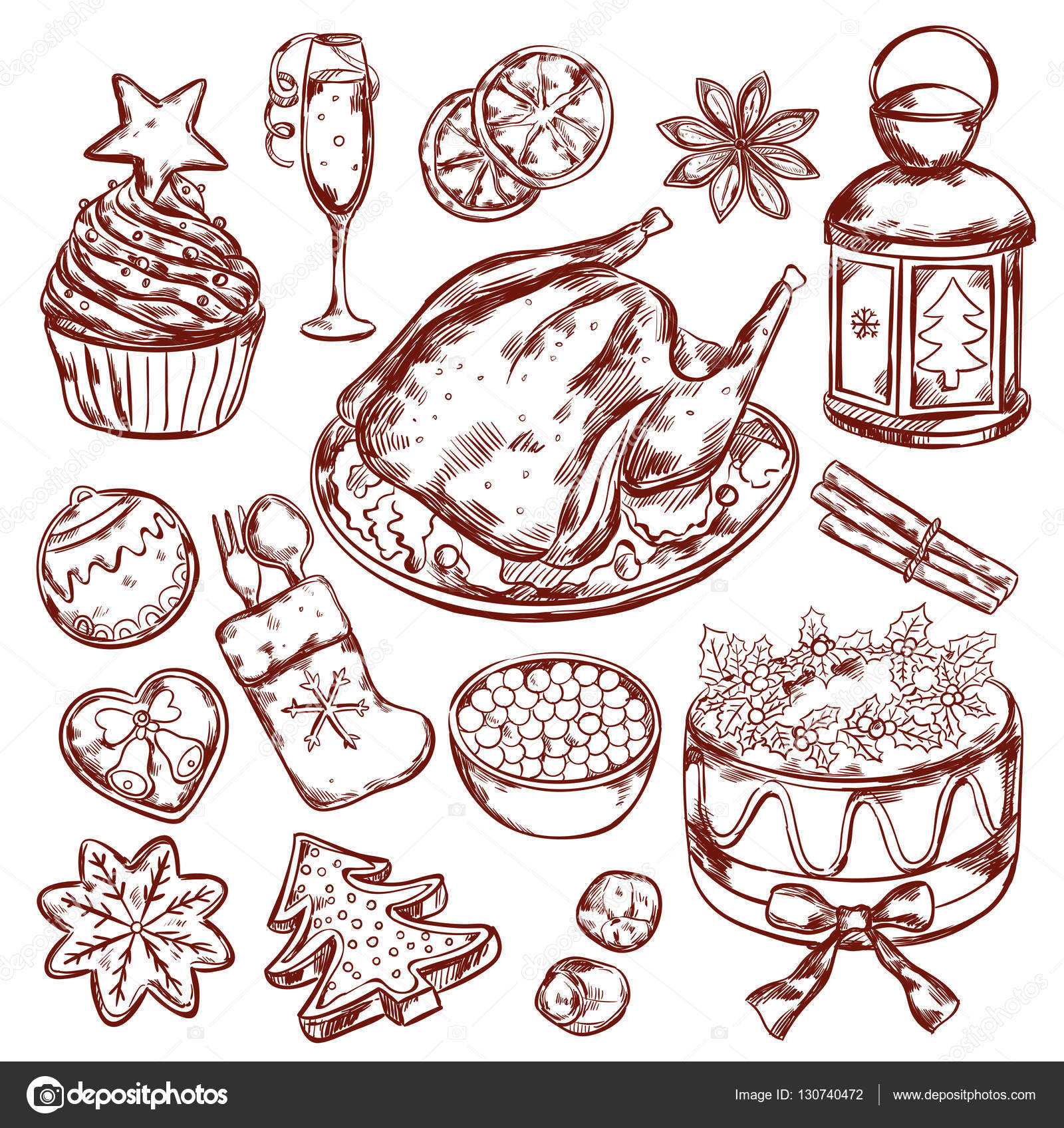 Christmas Food Menu Sketch Stock Vector Image by ©Mogil #130740472