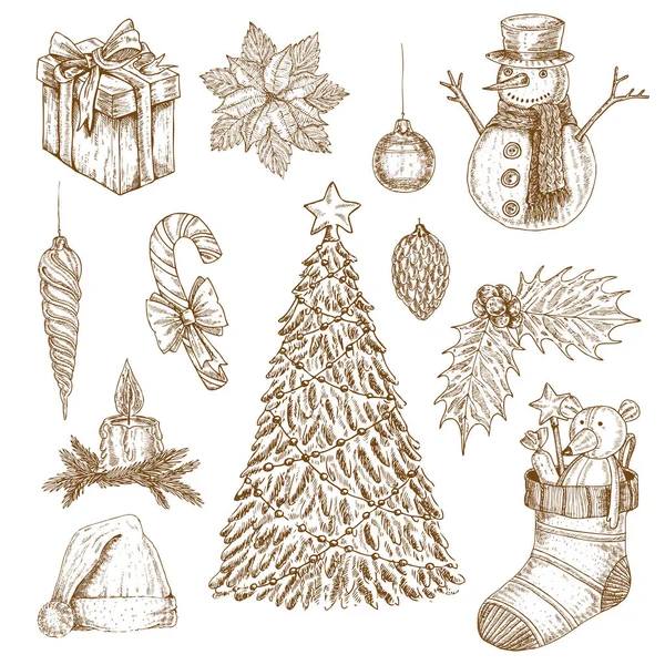 Hand drawn christmas set — Stock Vector © pimonova #15364625