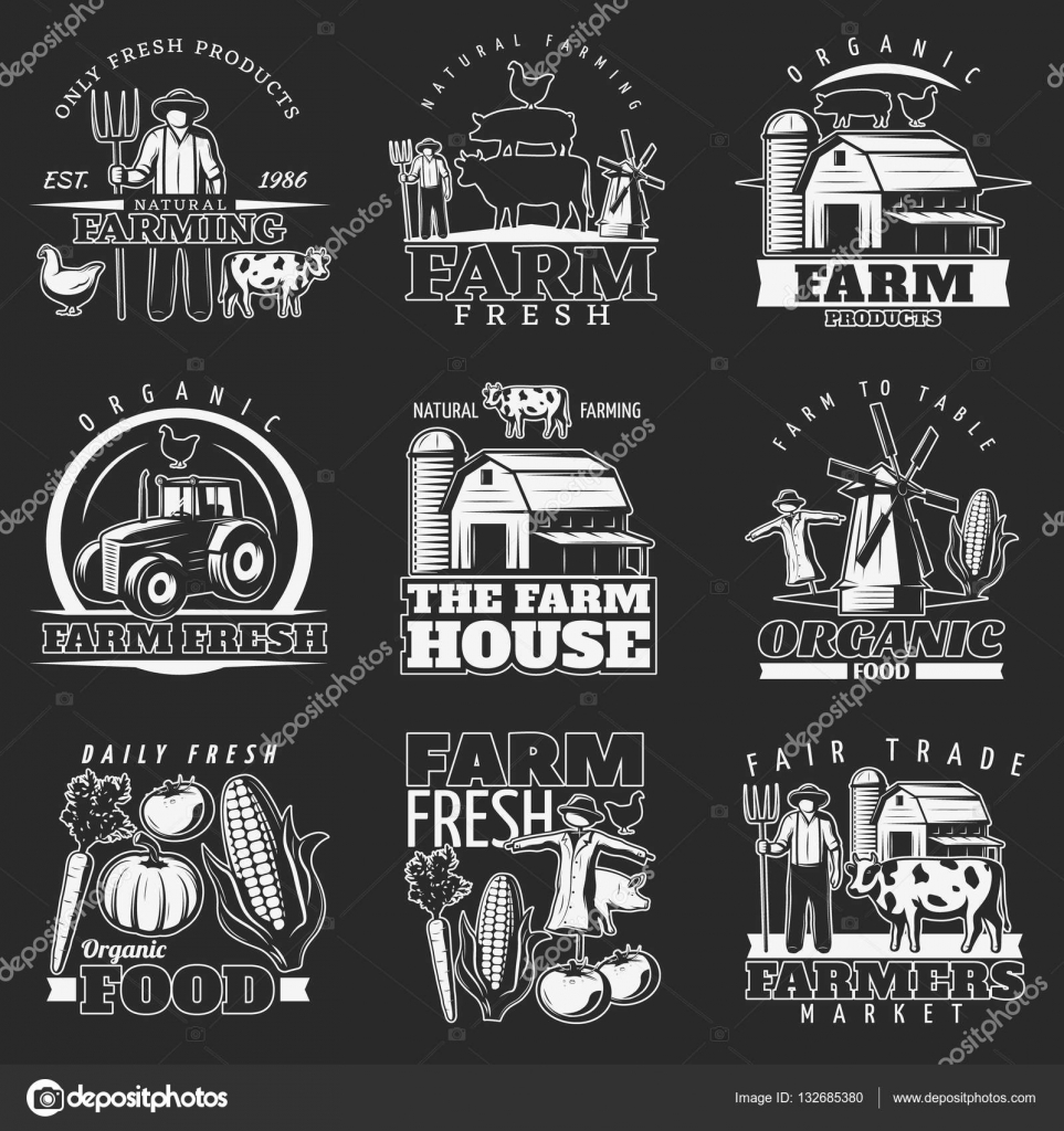Dark Farm Emblems Set Stock Vector by ©Mogil 132685380