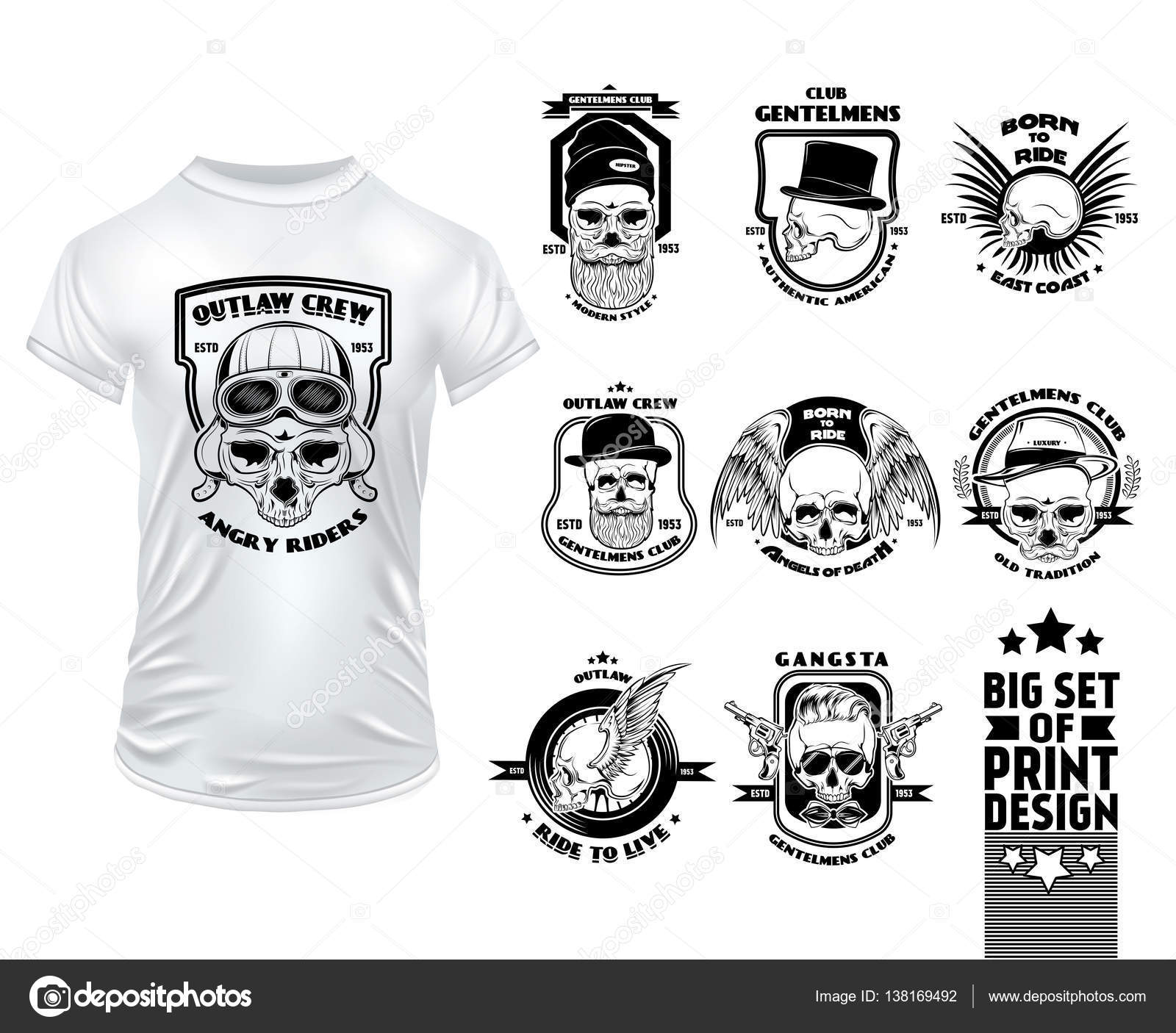Skull Print Design Set Stock Vector Image by ©Mogil #138169492
